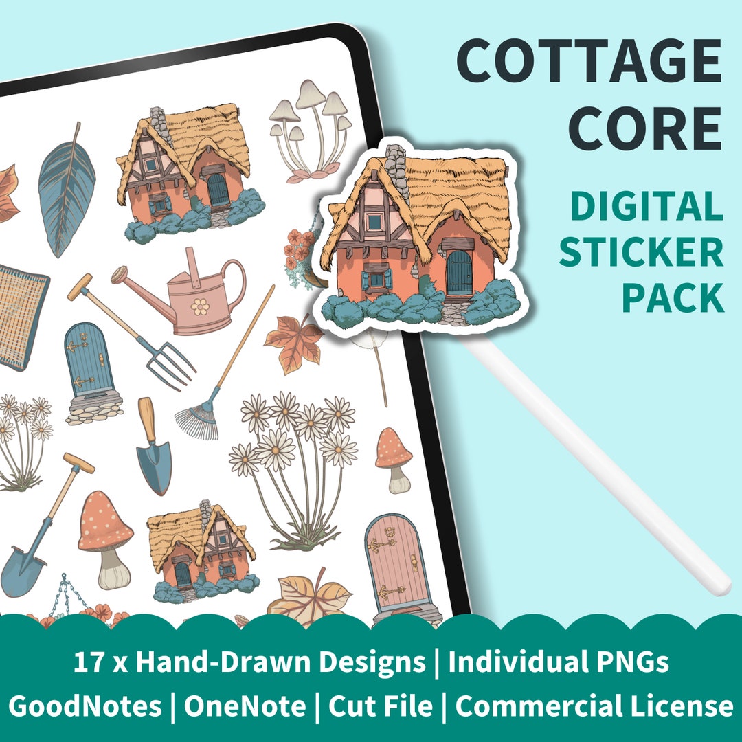 Cottage Core Digital Sticker Pack Pngs for Digital Planner, Goodnotes ...
