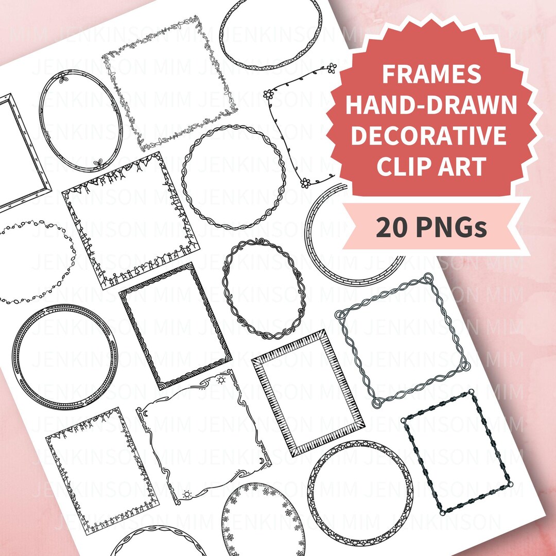 Decorative Frames Clip Art Set, Vintage Frame Digital Sticker, Clipart ...