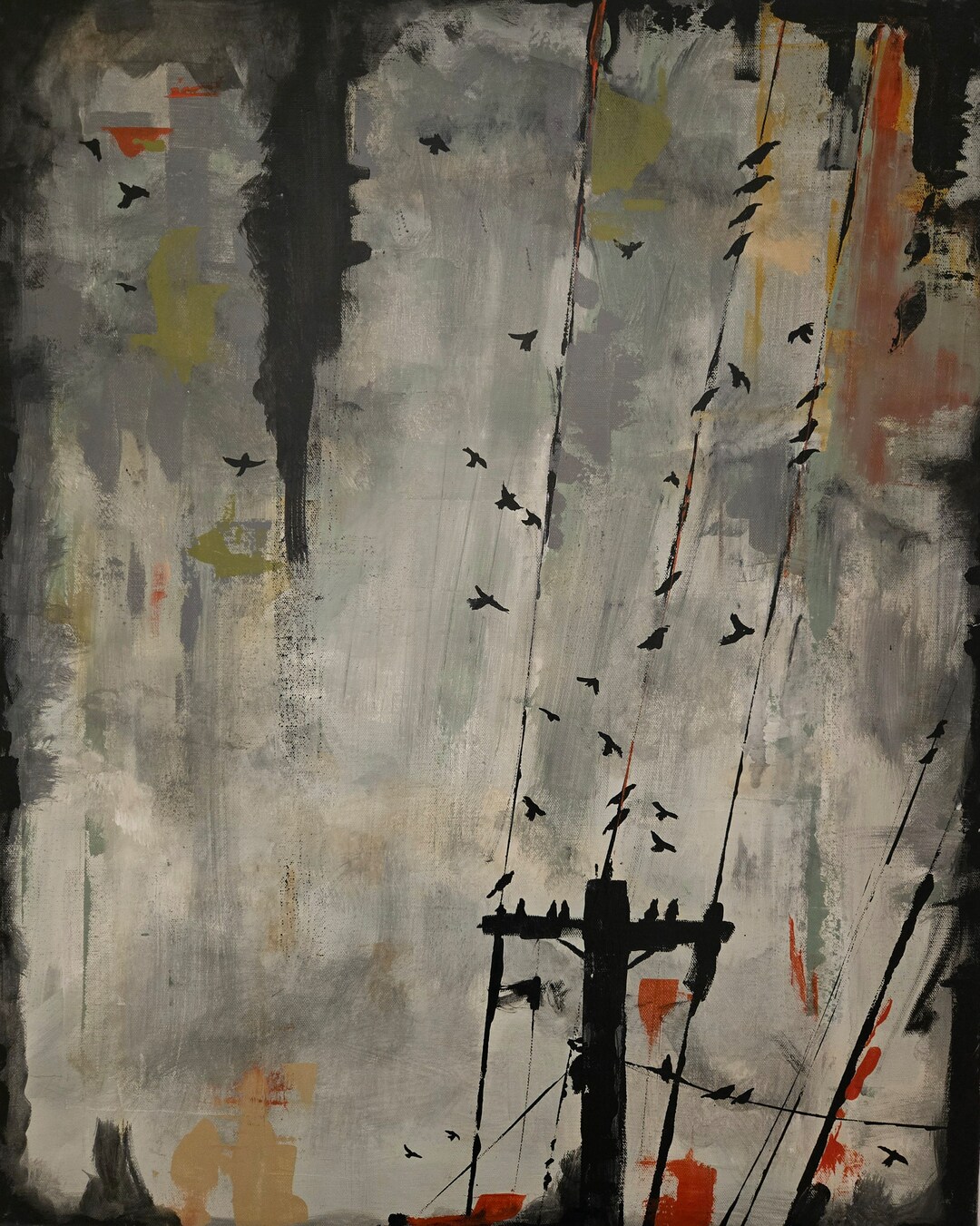 Painting of Crows Canvas Graffiti Original - Etsy