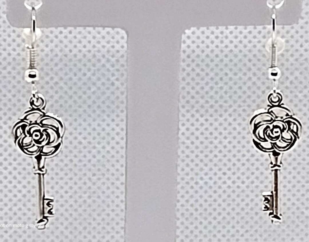 Rose Skeleton Key Stainless Steel Earrings - Etsy