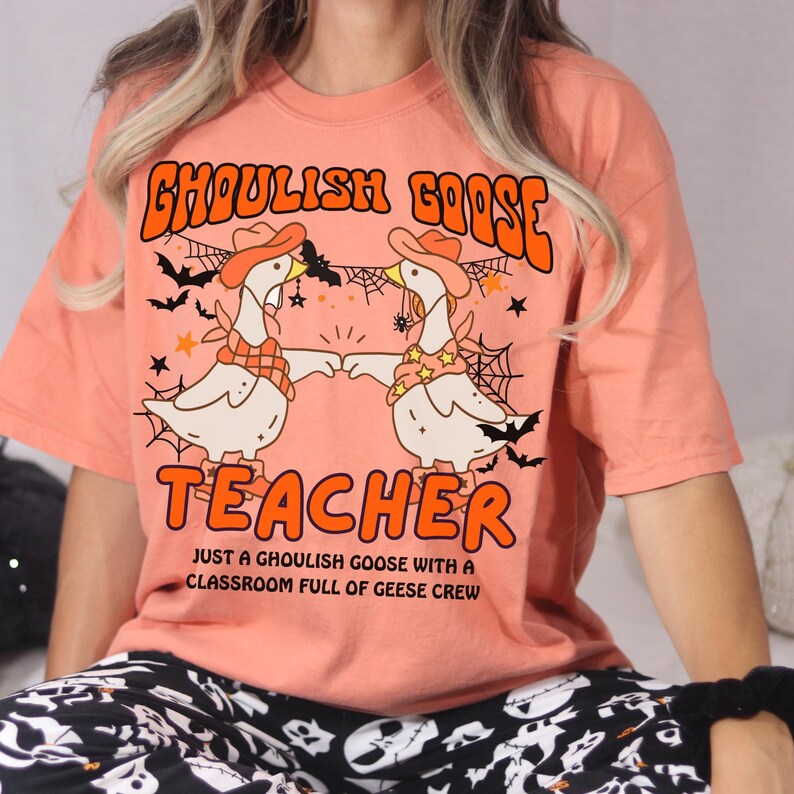 Ghoulish Goose Teacher Tee, Halloween Party Shirt, Unisex Gift for ...