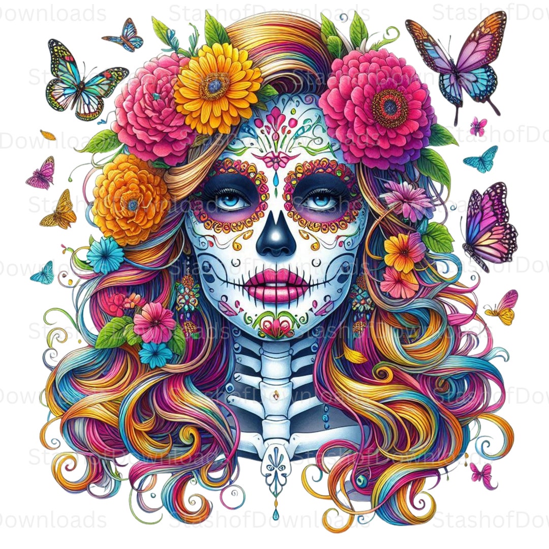 Sugar Skull Woman Clipart Image Sugar Skull High Quality S Card