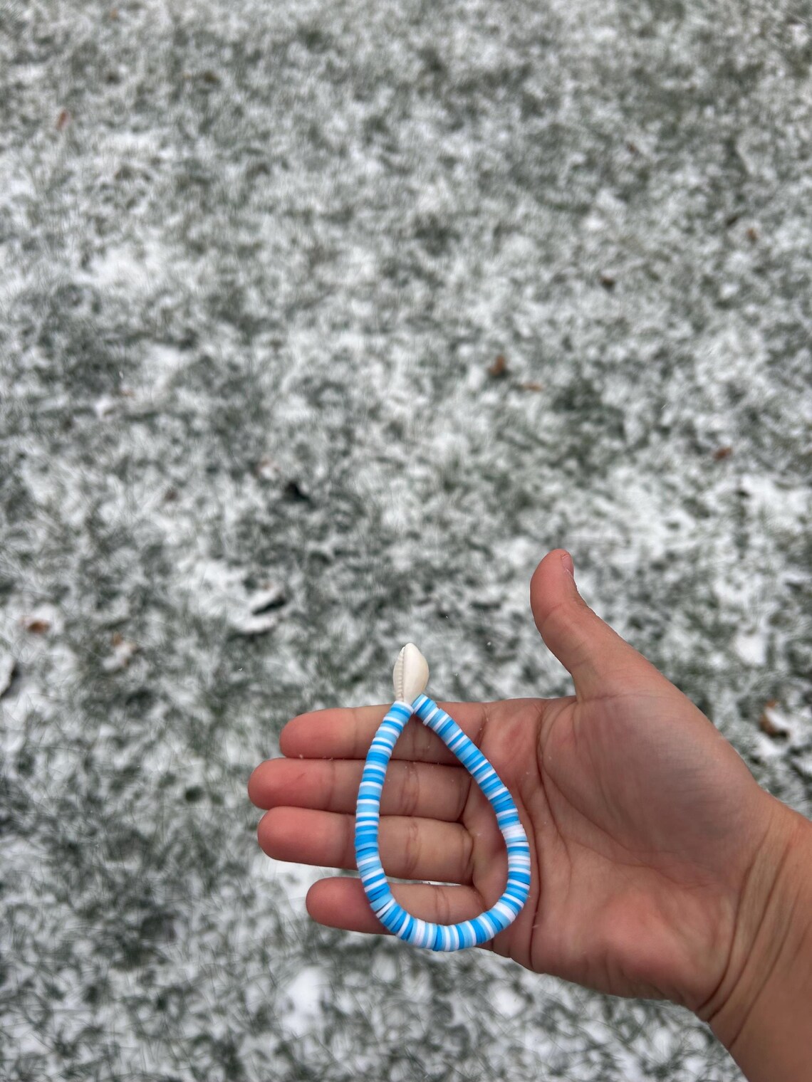 Preppy Blue Seashell Clay Bead Bracelet - Etsy