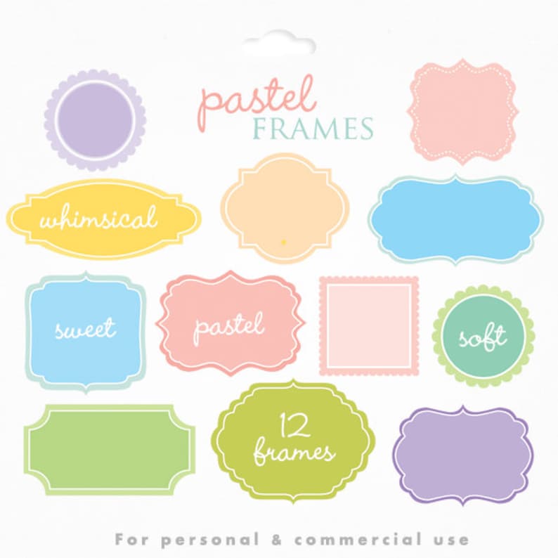 Pastel Frames Clipart Clip Art Decorative Vintage Style - Etsy New Zealand