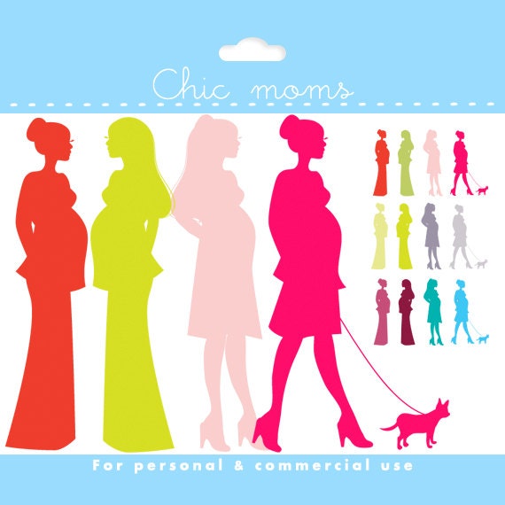 Pregnant Mom Clipart - Chic Moms, Chic Pregnancy Clip Art, Pregnant ...