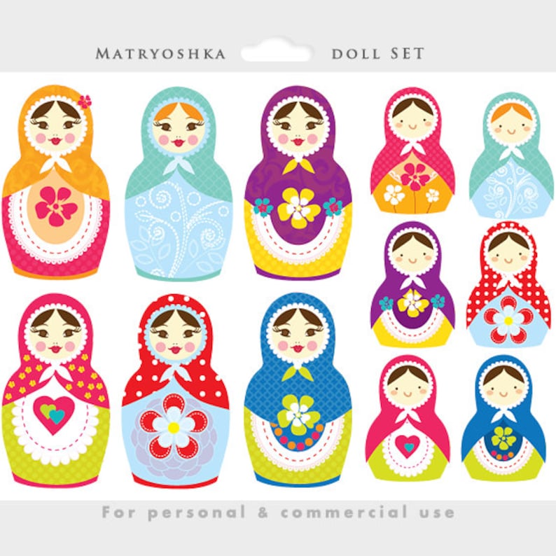 Matrioshka Doll Clipart Russian Nesting Doll Clip Art Girl - Etsy