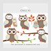 Owls Clipart Whimsical Owls, Baby Owls, Birdies, Branch, Tree Branch ...