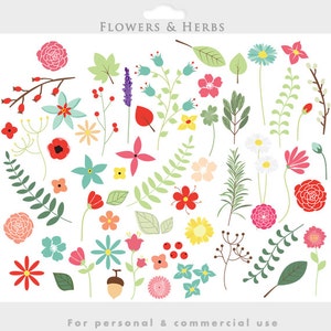 Floral Clip Art Spring Flowers Clipart Blooms Wedding - Etsy