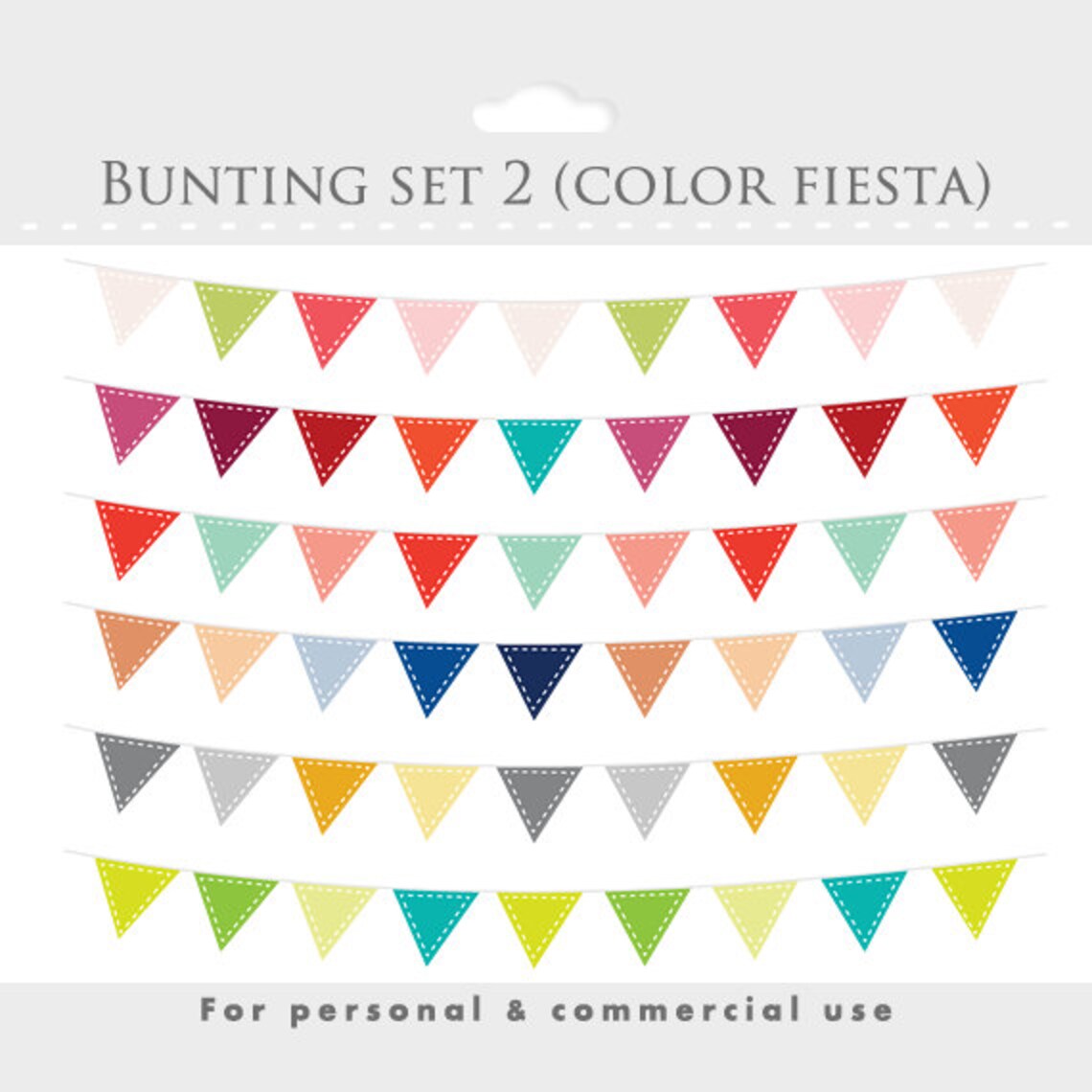 Bunting banner clip art for digital scrapbooking flag clip | Etsy
