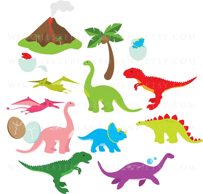 Dinosaur Clipart Dinosaurs Clip Art Prehistoric - Etsy