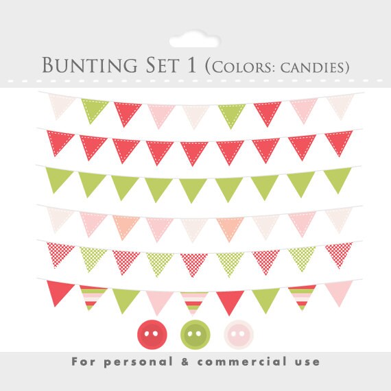 Bunting Banner Clipart for Digital Scrapbooking Flag Clip - Etsy