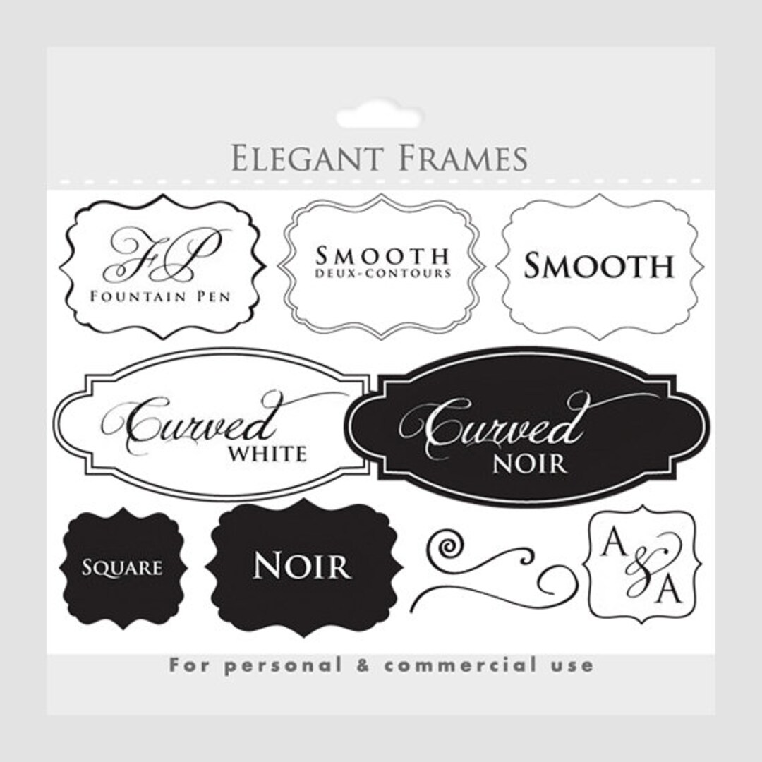 Frames Clipart - Elegant Frames, Ornate Flourish Frames, Vintage Style ...