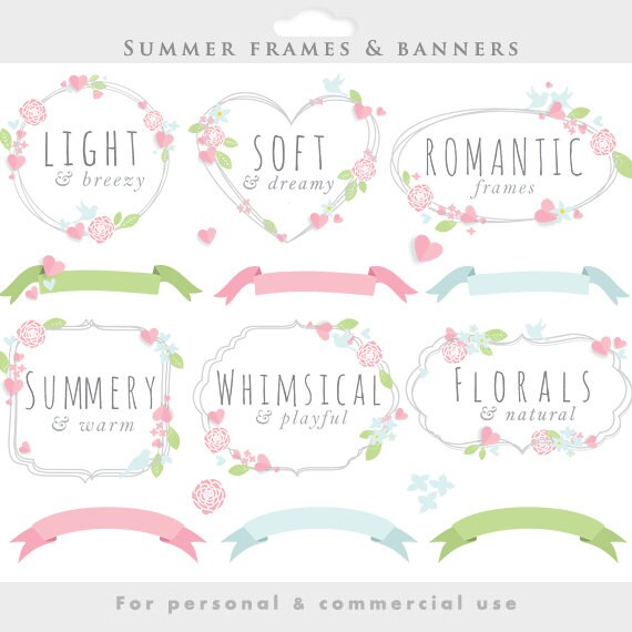 Floral Frames - Wedding Clipart Summer Clip Art Spring Flowers Leaves ...
