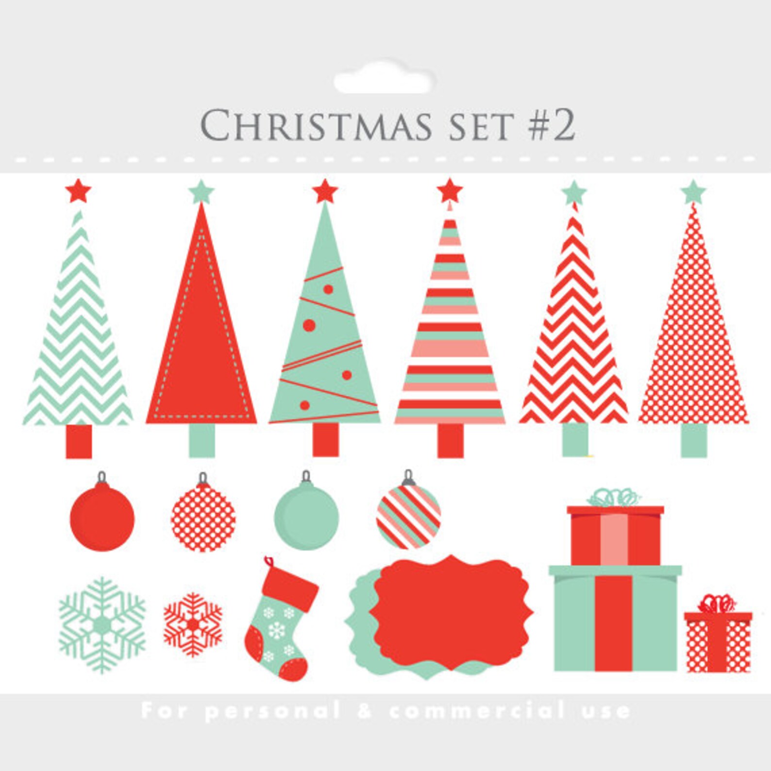 Christmas Digital Paper Pack and Clipart Clip Art Digital - Etsy