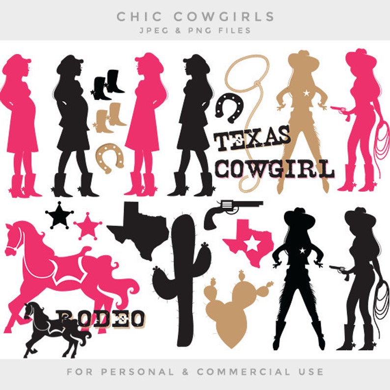 Cowgirl Clipart Cowboy Clip Art Wild West Cowgirls Horse - Etsy