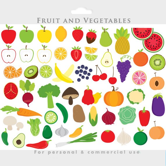 Vegetable Clipart Fruit Clip Art Apple Clipart Slices - Etsy