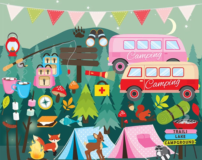 Camping Clip Art - Camping Clipart Tent Clip Art Camping Digital ...