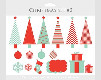Christmas Clipart and Paper Set Clip Art Digital Papers for | Etsy
