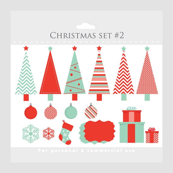 Christmas digital paper pack and clipart clip art digital | Etsy