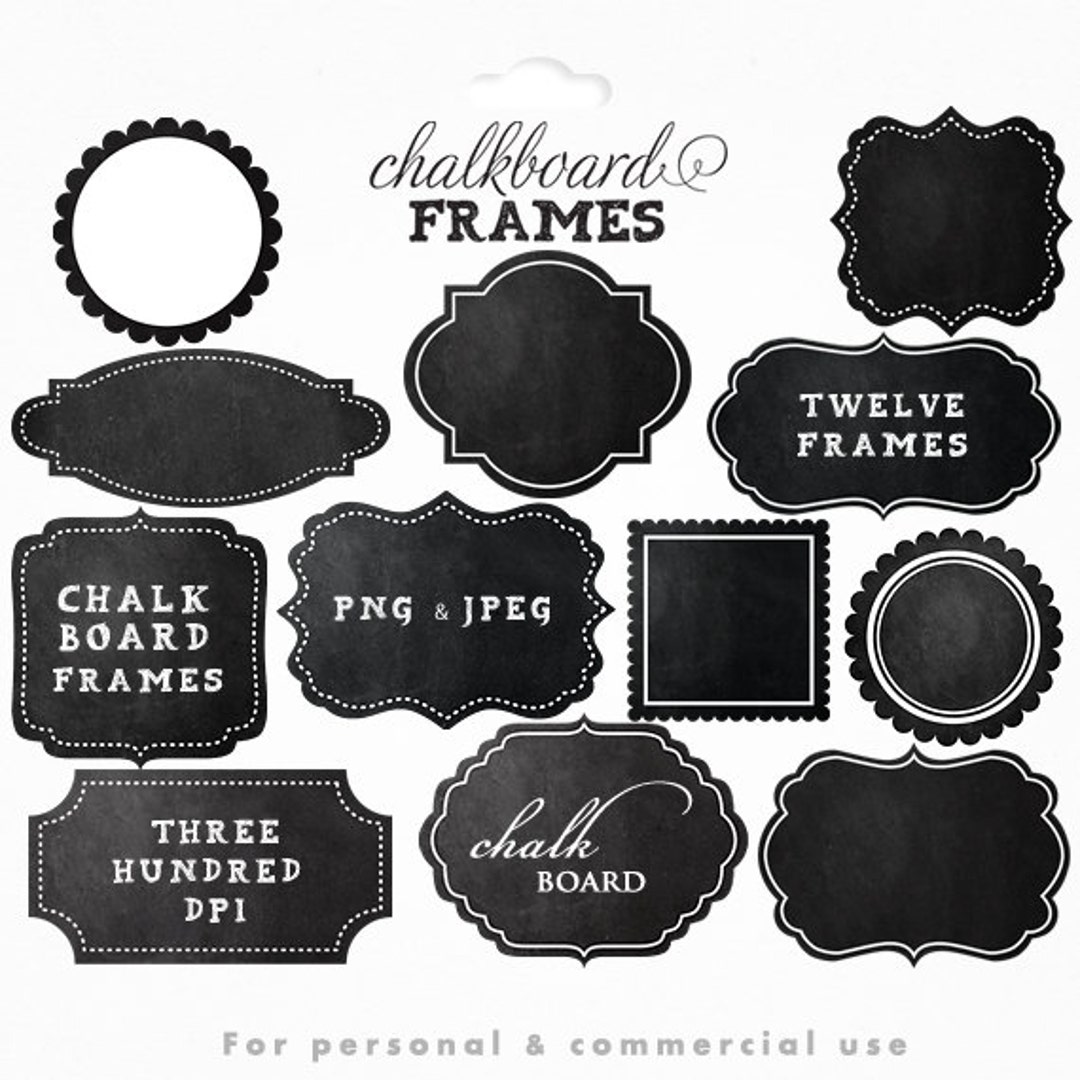 Chalkboard Frames Clipart Chalk Clip Art, Decorative, Vignette, Vintage ...