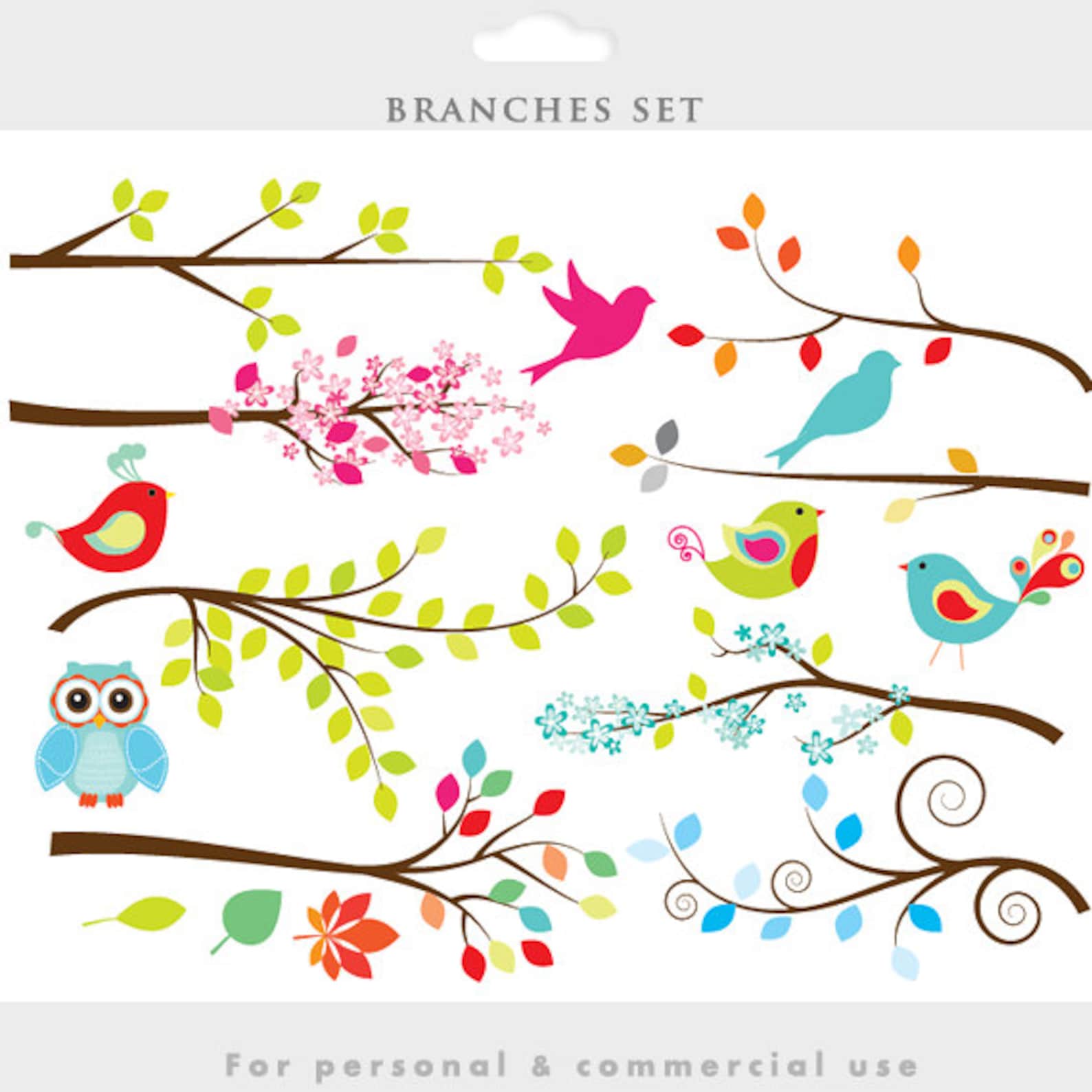 Branch Clipart Tree Clip Art Branches Whimsical Twigs | Etsy