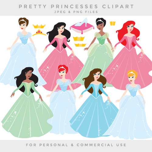 Princess Clip Art Princesses Clipart COMMERCIAL USE Fairy - Etsy