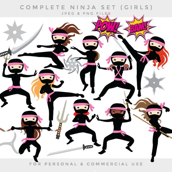 Ninja Clipart Ninja Clip Art Girls Karate Martial Arts Cute - Etsy Sweden
