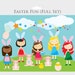 Easter Clipart - Girls, Party Clip Art, Bunny, Chicks, Rabbits, Eggs ...