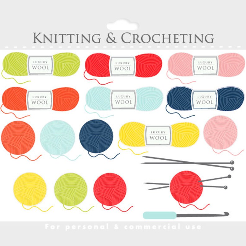 Knitting Clipart Crochet Clip Art Crocheting Knit Wool - Etsy