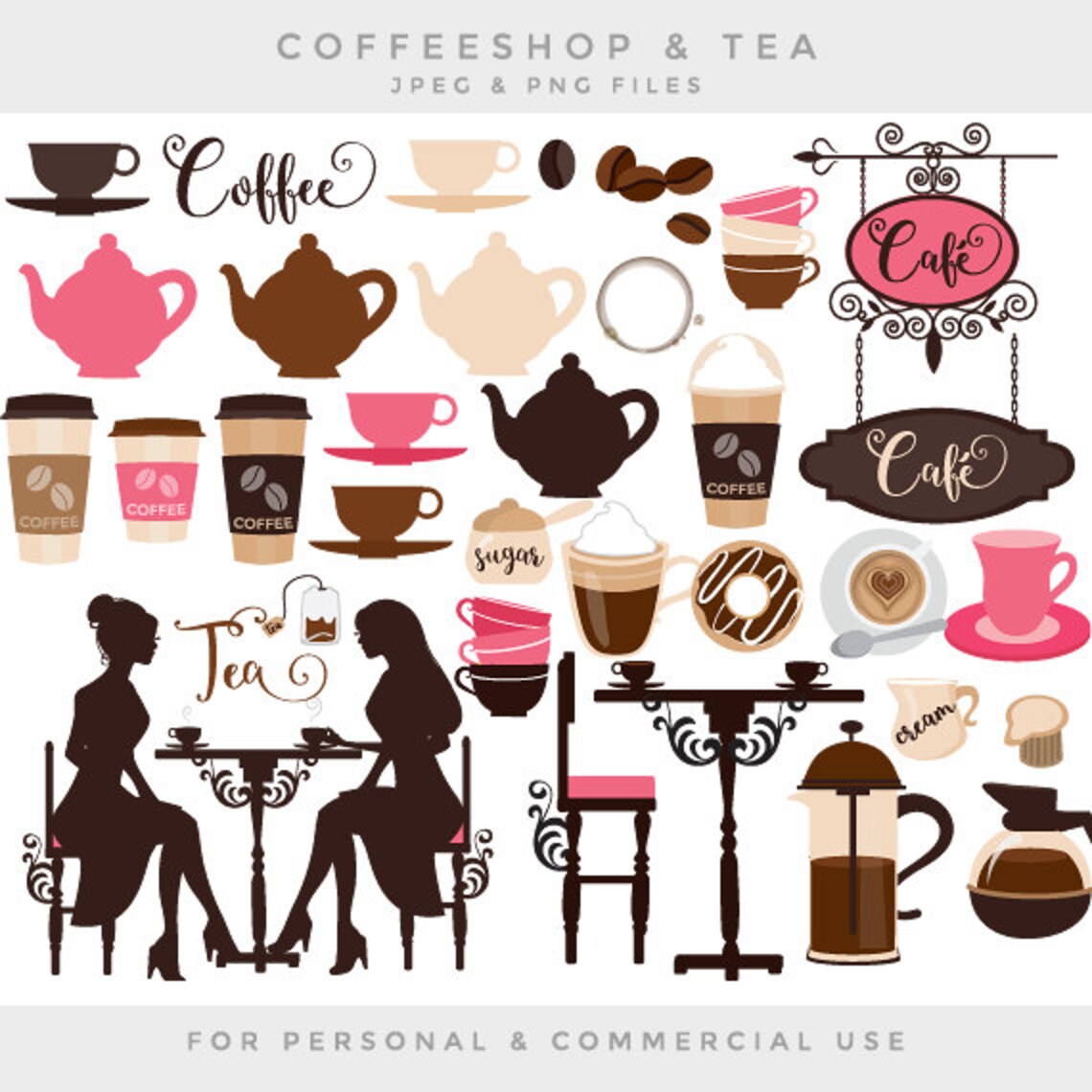 Coffee Clipart Coffeeshop Clip Art Cafe Tea Clip Art Tea Party - Etsy ...