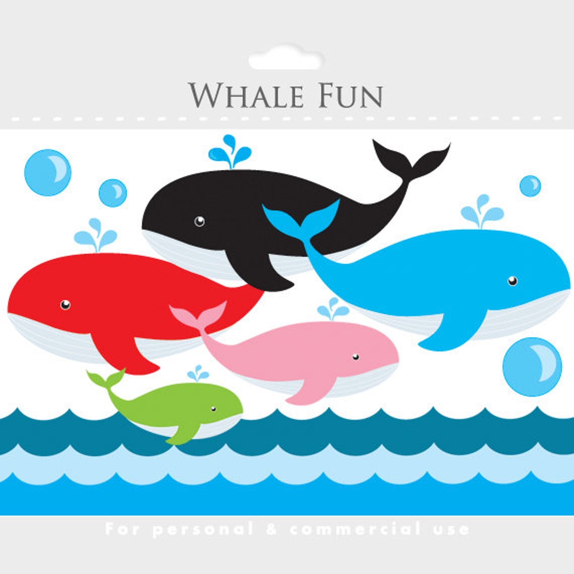 Whale Clipart Whales Clip Art Nautical Clipart Ocean - Etsy