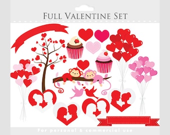 Valentine's Day Clipart Love Clip Art Romantic | Etsy