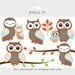 Owls Clipart Whimsical Owls, Baby Owls, Birdies, Branch, Tree Branch ...