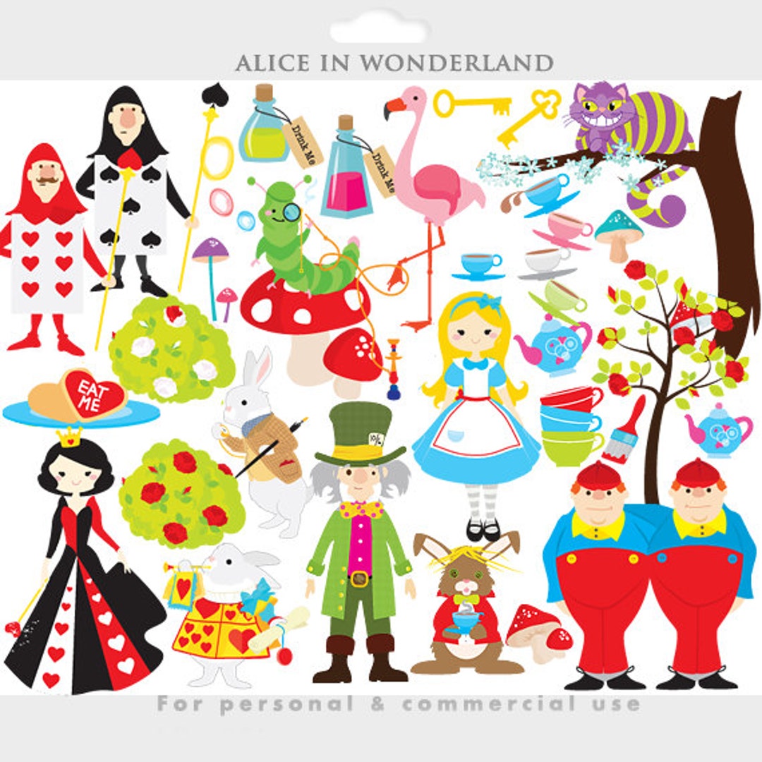 Alice in Wonderland Clipart - Alice Clip Art, Mad Hatter Queen of ...