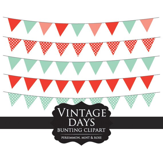 Bunting Banner Clipart - Bunting Clip Art Polka Dots, Persimmon Red ...