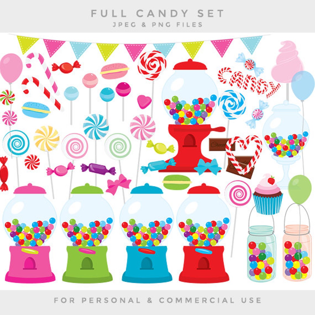 Candy Clipart - Sweets Clip Art Vintage Gumball Machine Lollipops ...