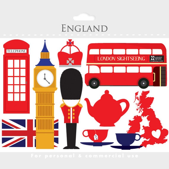 London clipart England UK clip art travel clipart tea | Etsy