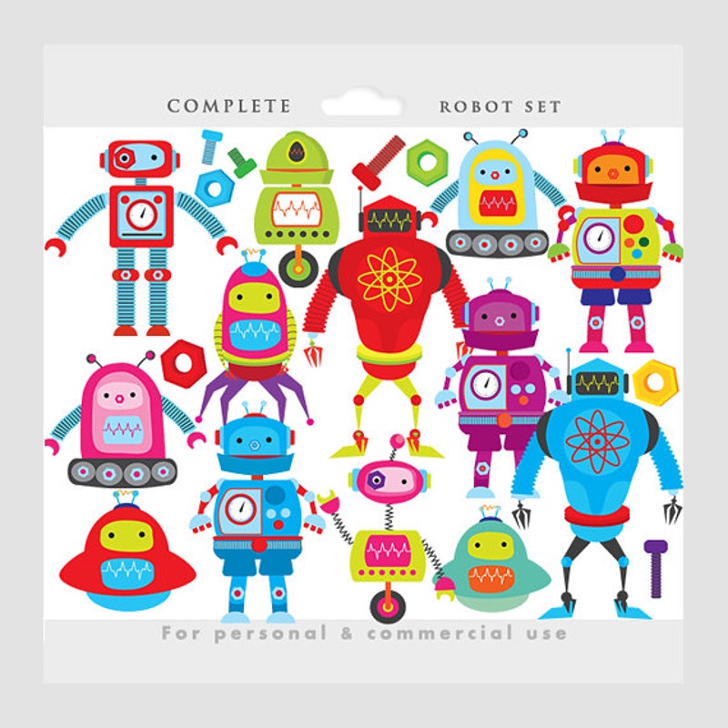 Robot Clip Art - Etsy