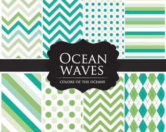 Blue Green Chevron | Etsy