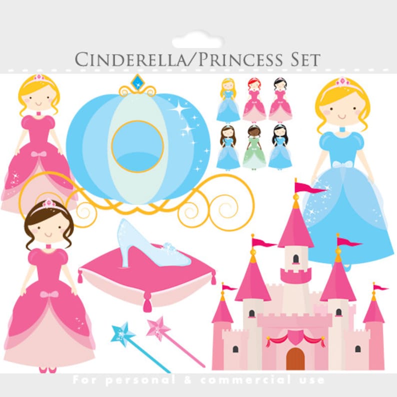 Cinderella Clipart - Princess Clipart, Princesses, Castle, Glass ...