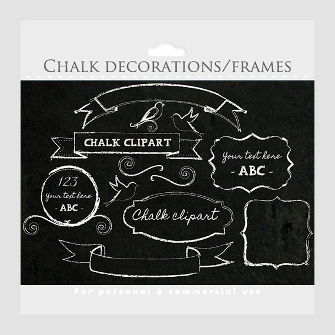 Chalk Clipart - Frames, Flourishes, Decorative Frames, Birds, Swirls ...
