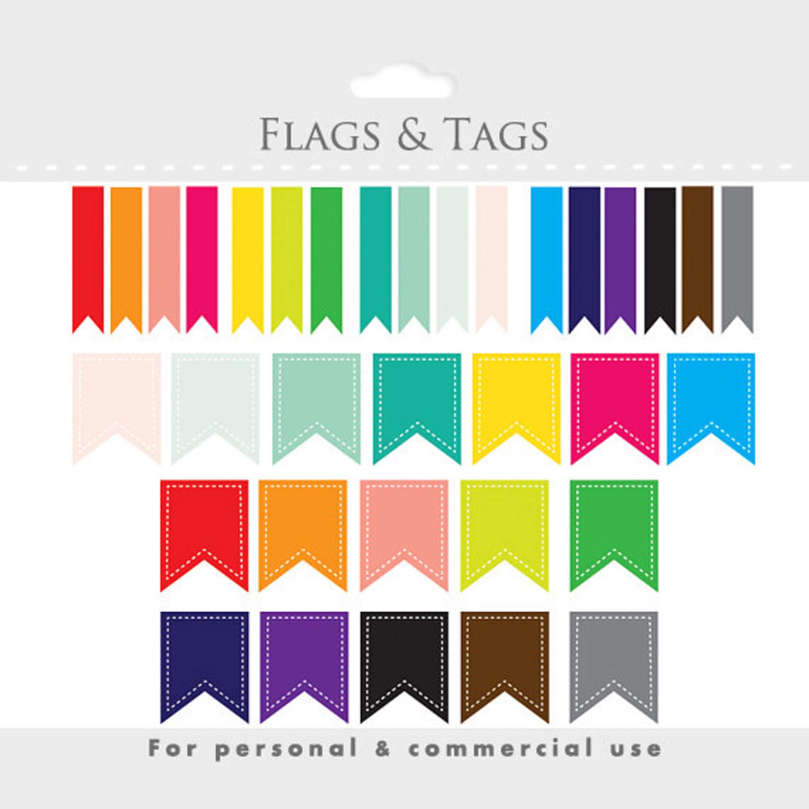 Flags Clipart for Digital Scrapbooking Digital Flags Tags - Etsy