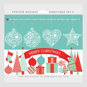 Christmas Digital Paper Pack and Clipart - Clip Art, Digital Papers for ...