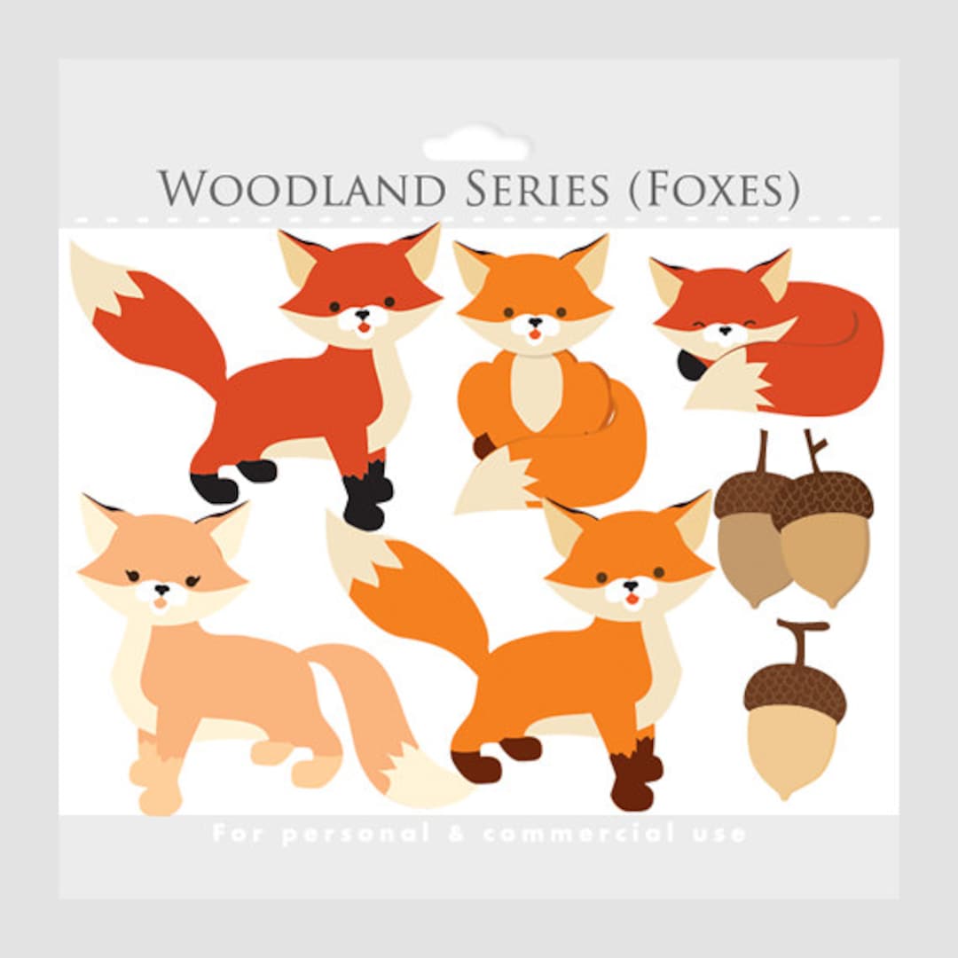 Fox Clipart - Whimsical Foxes Clip Art, Cute, Woodland, Critter ...
