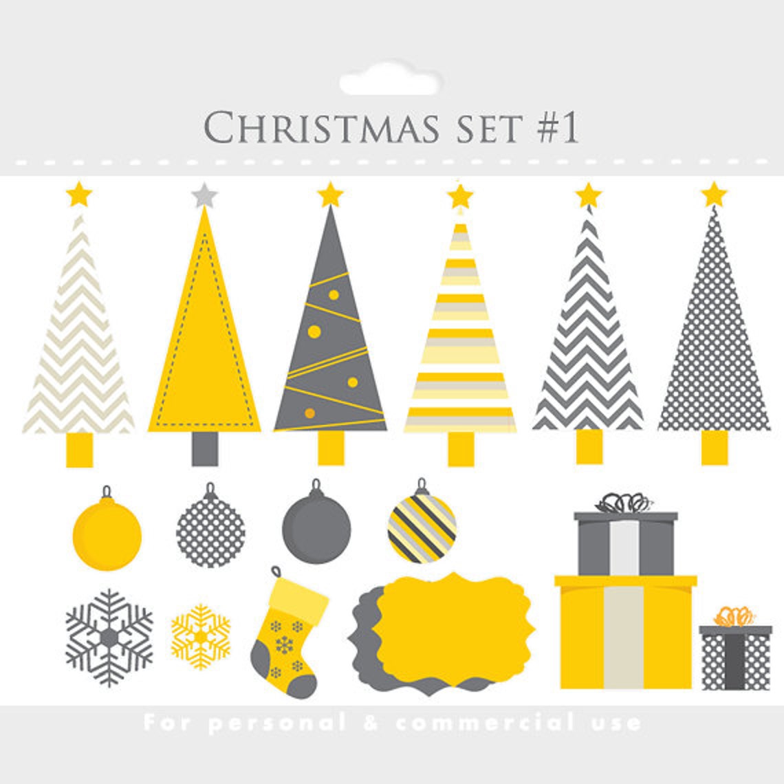 Christmas Clipart and Paper Set - Clip Art, Digital Papers for ...