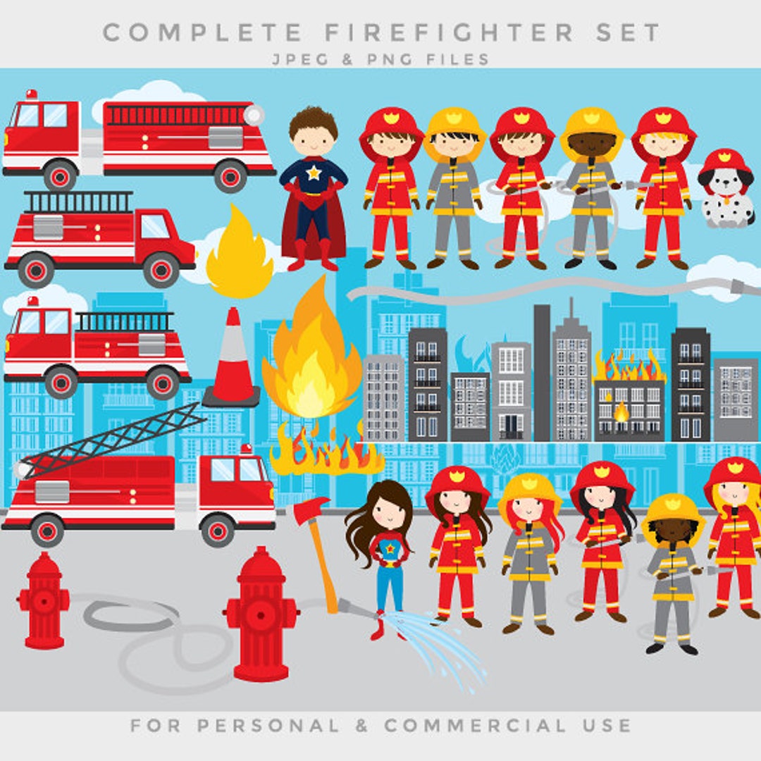 Firemen Clipart Fire Engine Clip Art Firefighters Fire Truck Female ...