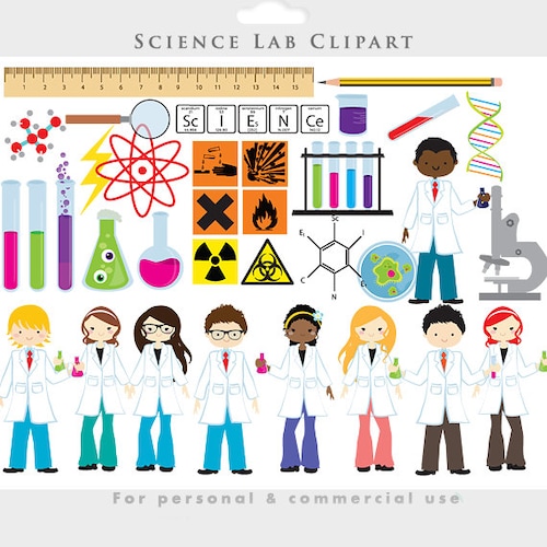 Kawaii Science Clipart Lab Clip Art Scientist Chemistry - Etsy