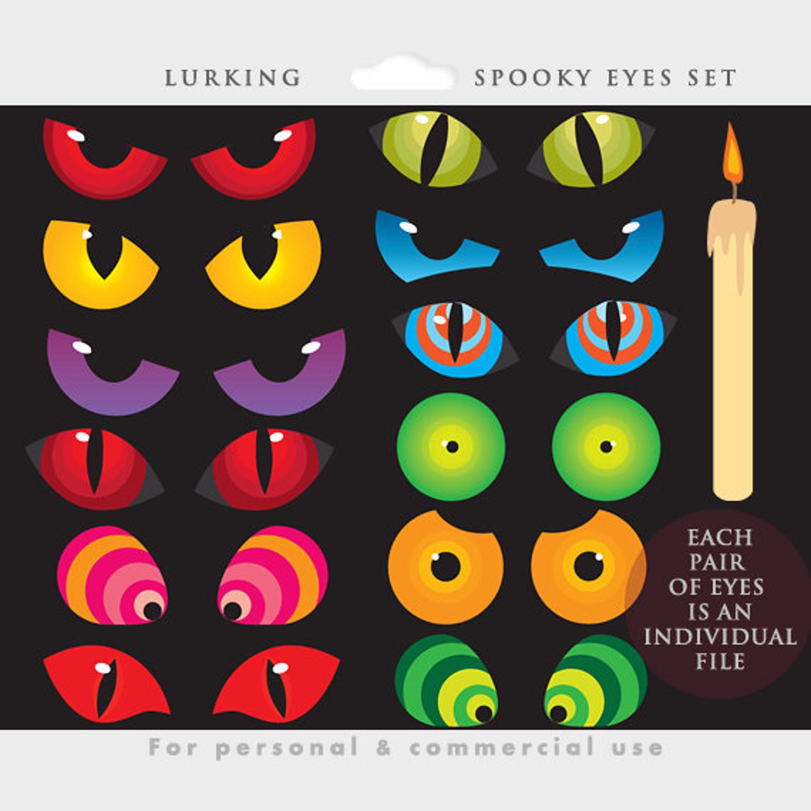 Halloween Clipart Spooky Eyes Clip Art Monster Eye Lurking | Etsy