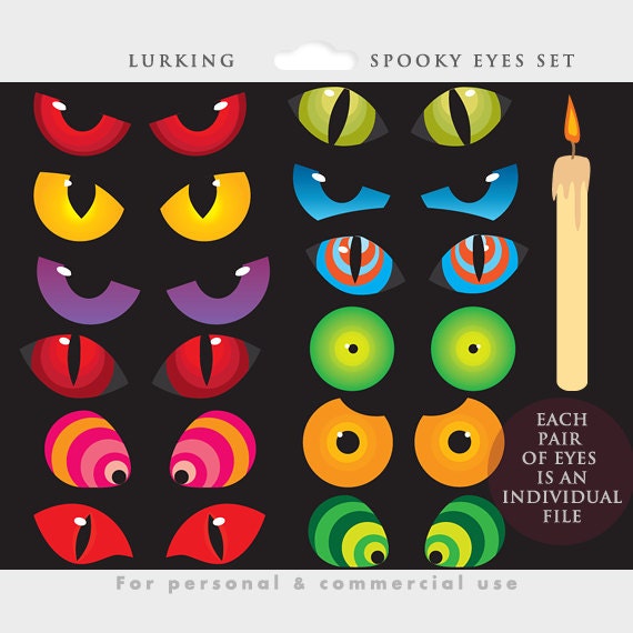 Halloween Clipart Spooky Eyes Clip Art Monster Eye Lurking - Etsy
