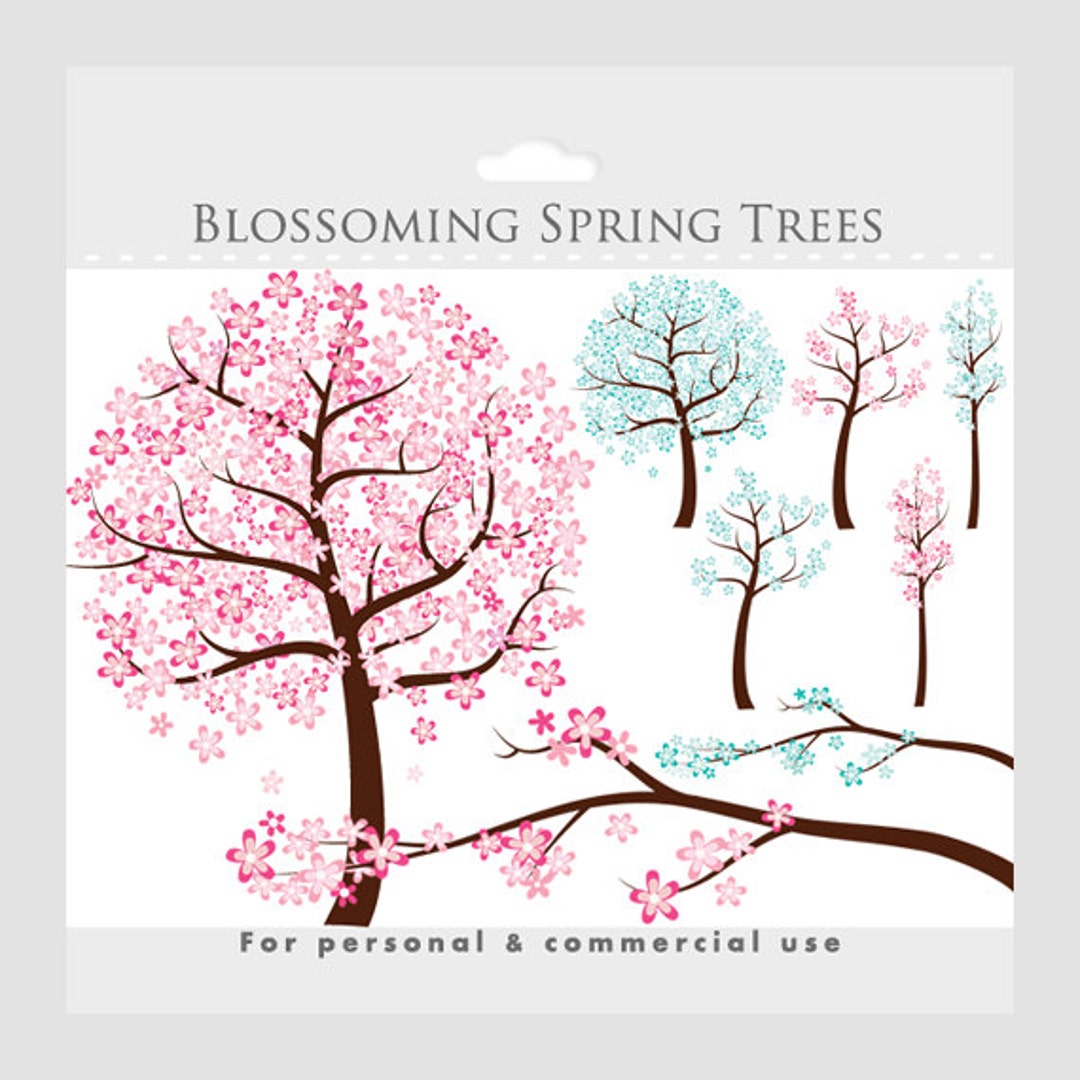 Flowers Tree Clipart - Spring Clip Art, Flowering Tree. Whimsical, Cute ...